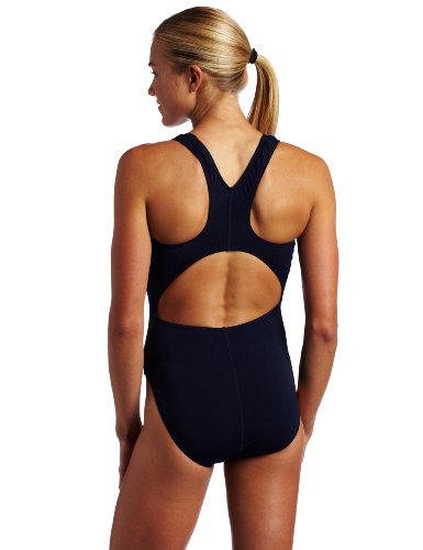 TYR Sport Girls' Solid Durafast Maxback Swim Suit (Navy, 22)