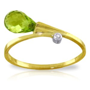 galaxy gold gg 14k solid gold ring with natural peridot and diamond accent - size 6.5