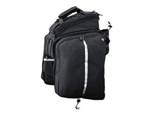 topeak mts trunkbag dxp bike bag, straps, rigid molded panels, water bottle holder