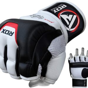 RDX MMA Gloves Sparring Martial Arts Grappling Cowhide Leather Training UFC Cage Fighting Combat Gel Mitts Punching Bag Gel Mitts