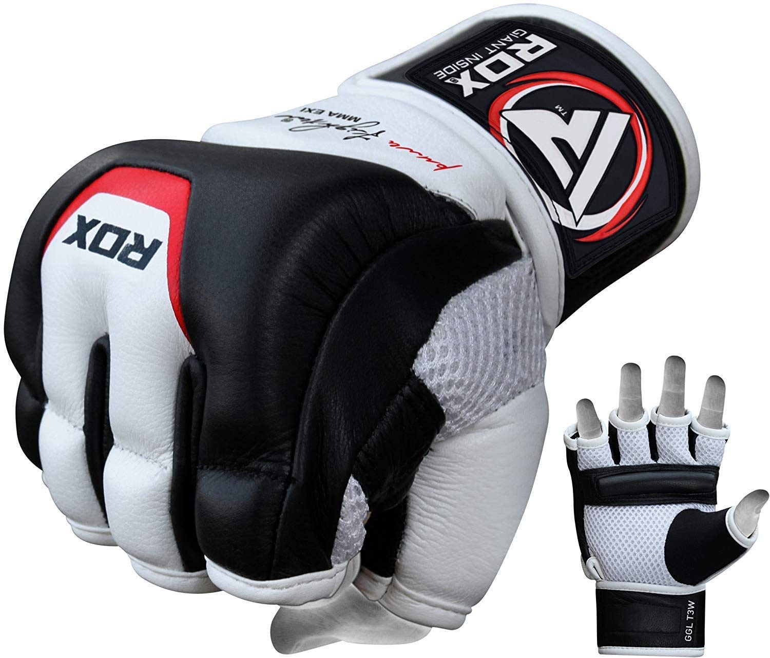 RDX MMA Gloves Sparring Martial Arts Grappling Cowhide Leather Training UFC Cage Fighting Combat Gel Mitts Punching Bag Gel Mitts