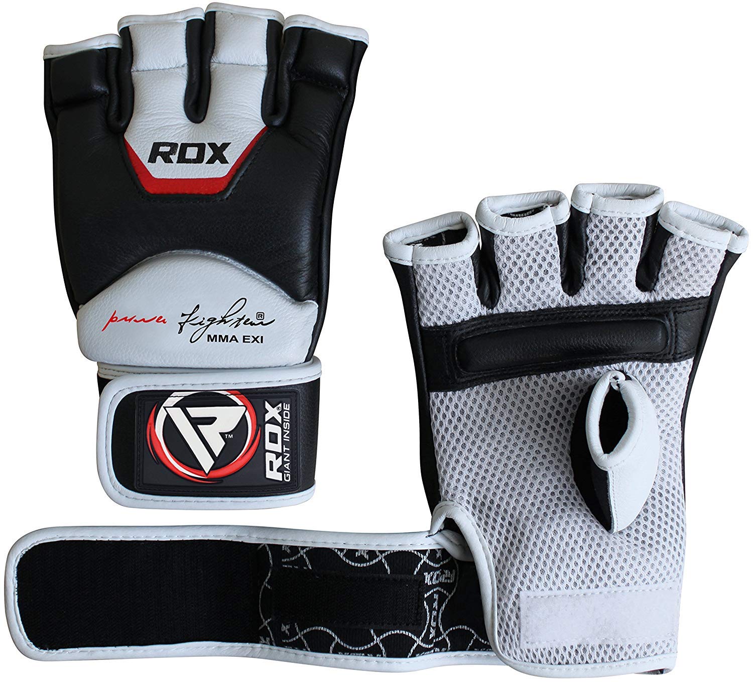 RDX MMA Gloves Sparring Martial Arts Grappling Cowhide Leather Training UFC Cage Fighting Combat Gel Mitts Punching Bag Gel Mitts