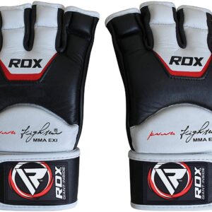 RDX Cow Hide Leather MMA Grappling Gloves UFC Cage Fighting Sparring Glove Training T3, X-Large, White