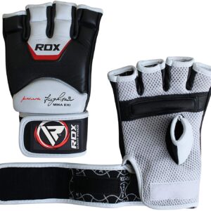 RDX Cow Hide Leather MMA Grappling Gloves UFC Cage Fighting Sparring Glove Training T3, X-Large, White