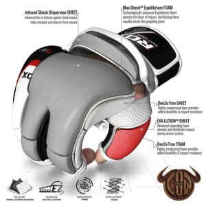 RDX Cow Hide Leather MMA Grappling Gloves UFC Cage Fighting Sparring Glove Training T3, X-Large, White