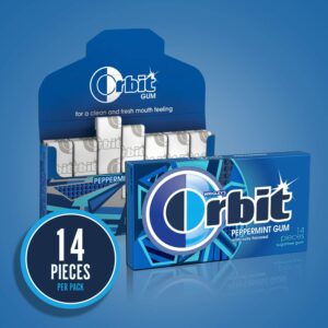 ORBIT Peppermint Sugar Free Chewing Gum, 12 Packs of 14-Pieces (168 Total Pieces)