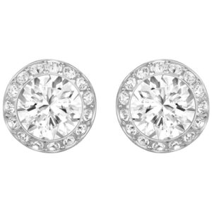 swarovski una angelic stud pierced earrings, rhodium finish, clear crystal