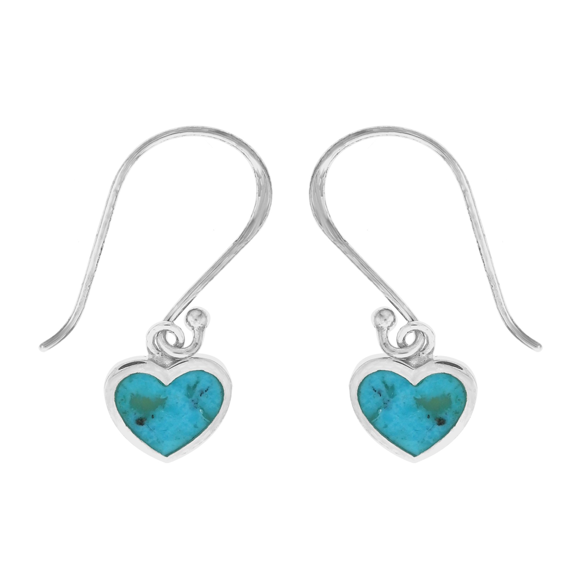 Boma Jewelry Sterling Silver Turquoise Heart Earrings