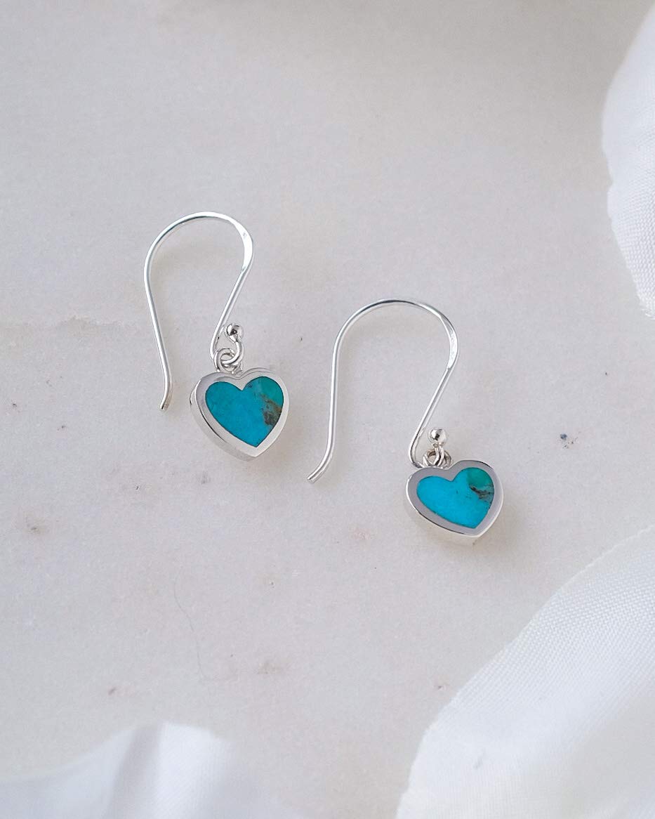 Boma Jewelry Sterling Silver Turquoise Heart Earrings