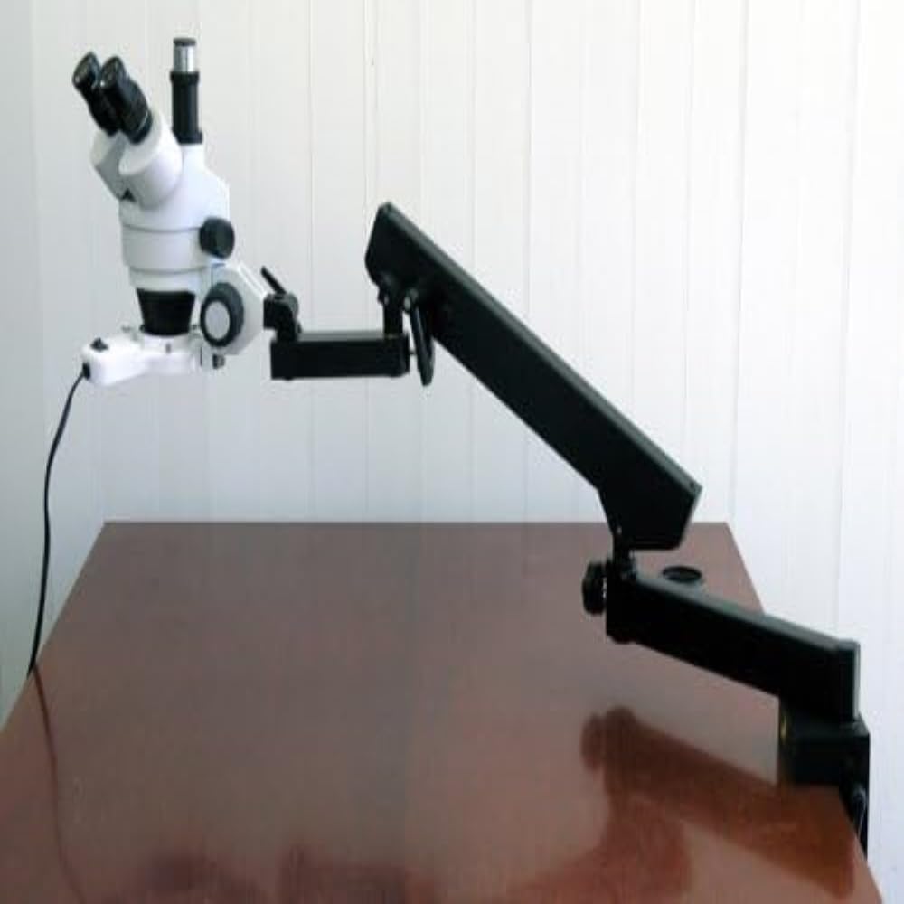 AmScope SM-6TZ-54S-10M Digital Professional Trinocular Stereo Zoom Microscope, WH10x Eyepieces, 3.5X-90X Magnification, 0.7X-4.5X Zoom Objective, 54-Bulb LED Light, Clamping Articulating Arm Stand, 110V-240V, Includes 0.5X and 2.0X Barlow Lenses and 10MP