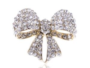 alilang golden tone shine clear crystal rhinestones bow knot statement adjustable ring