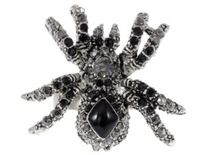 alilang women's gunmetal black crystal rheinstone tarantula spider halloween costume adjustable ring