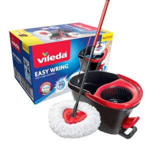 vileda easy wring and clean microfibre mop and bucket with power spin wringer