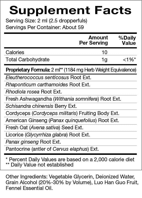 Natura Health Products Power Adapt Supplement - Deep Adrenal and Endocrine Support - Featuring Ashwagandha, Ginseng, Rhodiola Rosea Root Ext. and Cordyceps (4 Fluid oz)