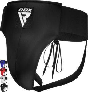 rdx groin protector for boxing, muay thai, kickboxing and mma training, maya hide leather abdo gear for martial arts , satra approved abdominal guard for karate and taekwondo (black, large)