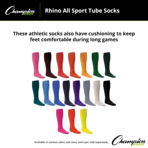 Champion Sports Rhino® All Sport Socks - Machine Washable Sport Sock - for Baseball, Football, Soccer - Cushioned Tube Sock - Stay-in-Place Fit - Size L/10-13 - Purple