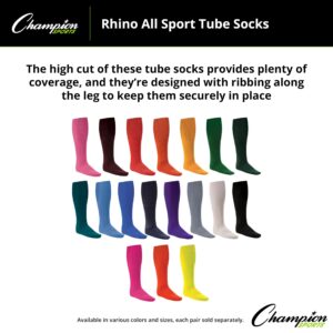 Champion Sports Rhino® All Sport Socks - Machine Washable Sport Sock - for Baseball, Football, Soccer - Cushioned Tube Sock - Stay-in-Place Fit - Size L/10-13 - Purple