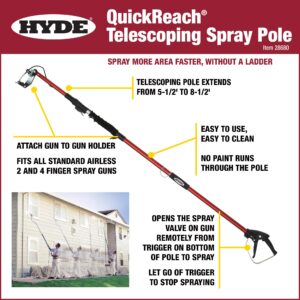 HYDE 28680 QuickReach Telescoping Spray Pole, Extends from 5-1/2 to 8-1/2 Feet