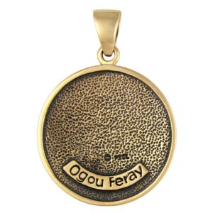 Bronze Ogou Feray Voodoo Loa Veve Pendant Necklace