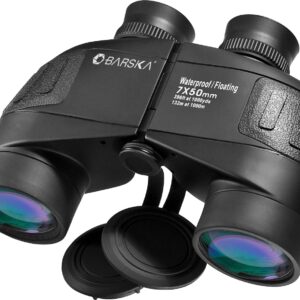 BARSKA 7x50 WP Battalion Floating Binoculars with Internal Rangefinder , Black