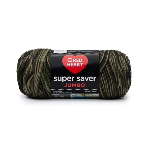 Red Heart Camouflage Super Saver Jumbo Yarn, 1 Pack, 1446 Foot