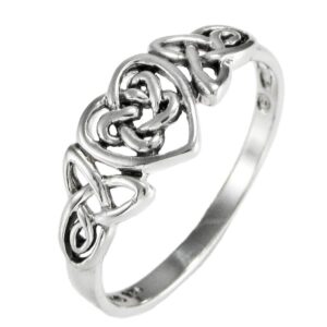 moonlight mysteries silver celtic knot triquetra hidden pentacle heart ring (sz 4-15) sz 6