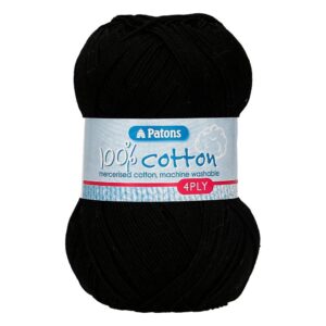 patons 100% cotton 4 ply - black (1712)