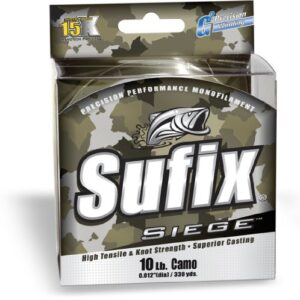 sufix siege 330-yards spool size fishing line (camo, 8-pound)