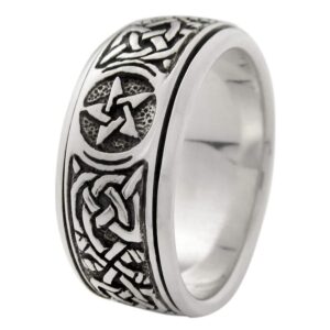 moonlight mysteries silver celtic knot pentacle spinner worry ring for men or women (sz 4-15) sz 10