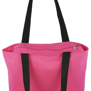 Shoulder Tote Bag with Zipper, Raspberry