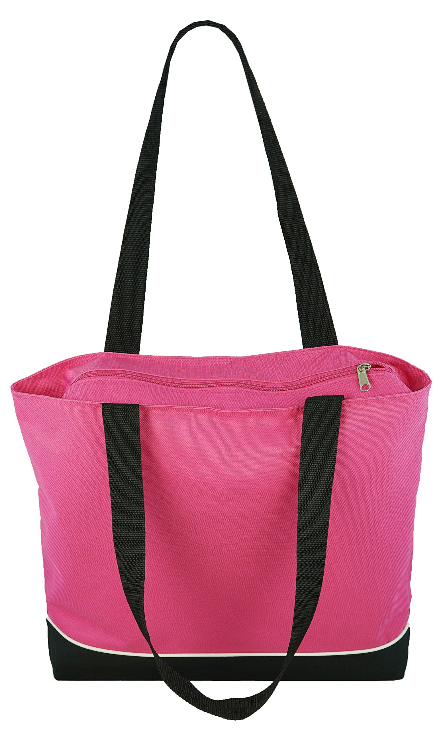 Shoulder Tote Bag with Zipper, Raspberry