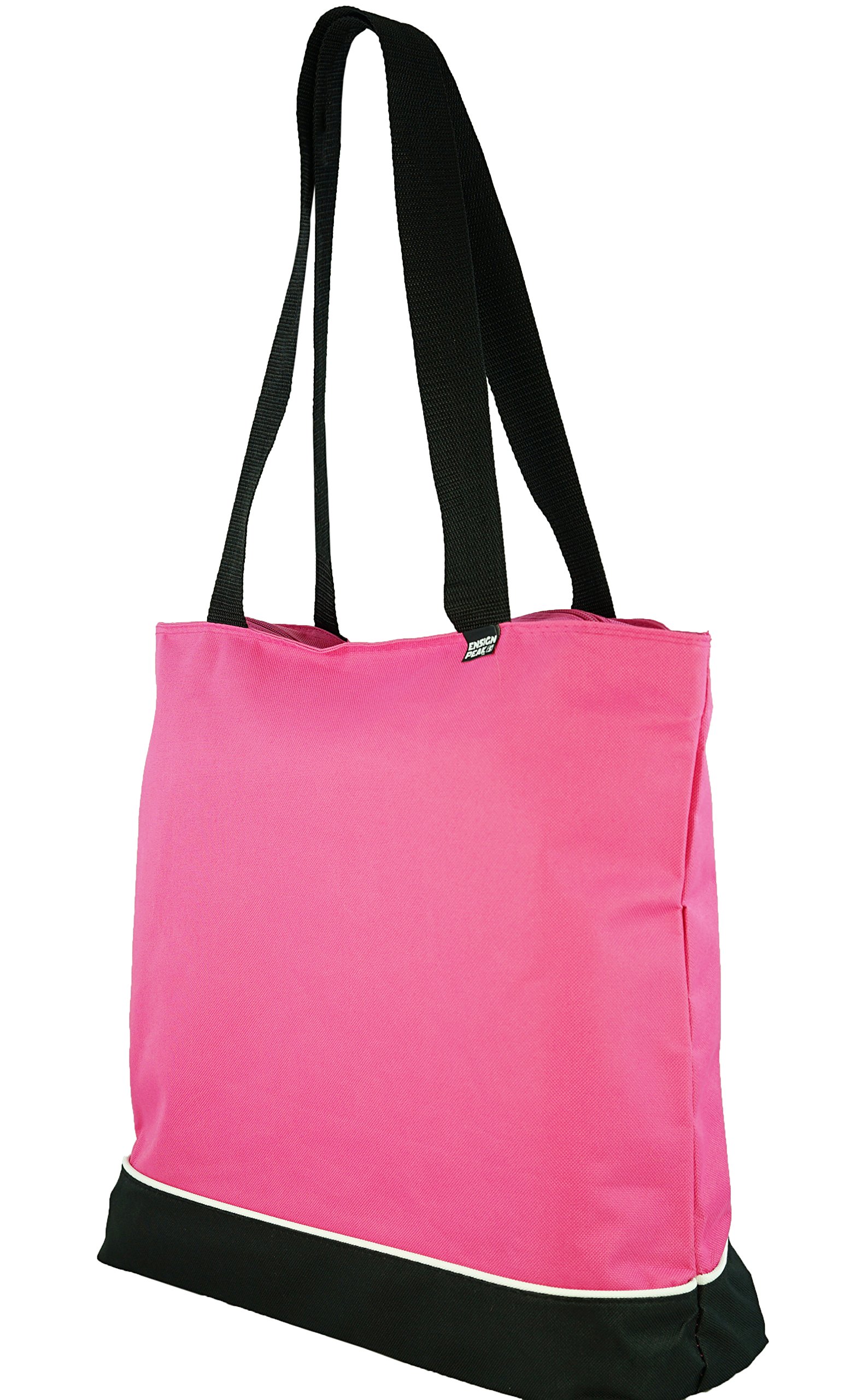 Shoulder Tote Bag with Zipper, Raspberry