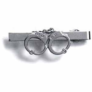 hwc police security guard officer private investigator detective handcuff uniform tie clip nickel / silver finish, great deal !