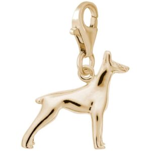 rembrandt charms doberman charm with lobster clasp, 14k yellow gold