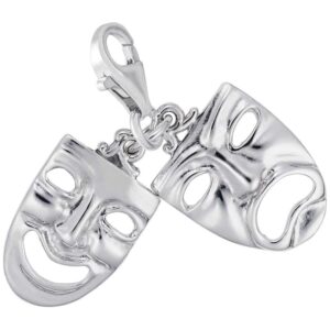 rembrandt charms comedy & tragedy charm with lobster clasp, sterling silver