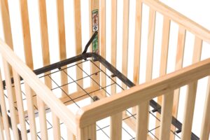 foundations safetycraft clearview compact daycare crib, durable wood construction, non-marking casters (2 locking), includes 3” infapure foam mattress (natural)