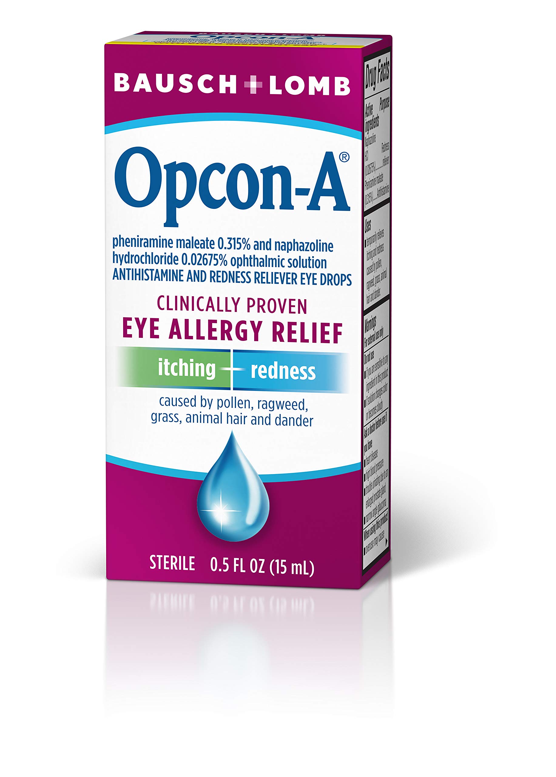 Allergy Eye Drops by Bausch and Lomb, for Itch and Redness Relief, 15 mL