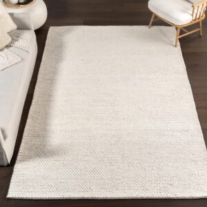 nuloom caryatid handwoven solid wool area rug, 6' x 9', off-white