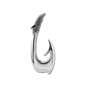 hawaiian silver jewelry medium fish hook silver pendant – premium sterling silver jewelry hooks – superb realistic design – modern and unique – ideal present choice for men and women