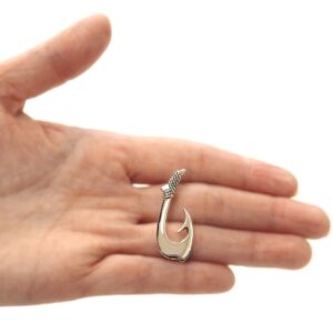 Hawaiian Silver Jewelry Medium Fish Hook Silver Pendant – Premium Sterling Silver Jewelry Hooks – Superb Realistic Design – Modern and Unique – Ideal Present Choice for Men and Women