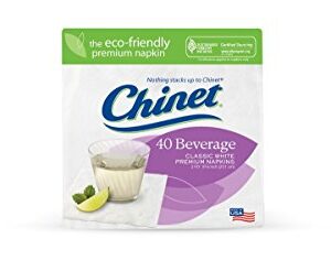 Chinet Classic 2 Ply Beverage Napkins, White, 40 Count