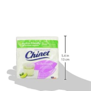 Chinet Classic 2 Ply Beverage Napkins, White, 40 Count