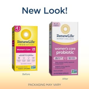 Renew Life Women's Probiotic Capsules, Supports pH Balance for Women, Vaginal, Urinary, Digestive and Immune Health, L. Rhamnosus GG, Dairy, Soy and Gluten-Free, 25 Billion CFU - 30 Ct