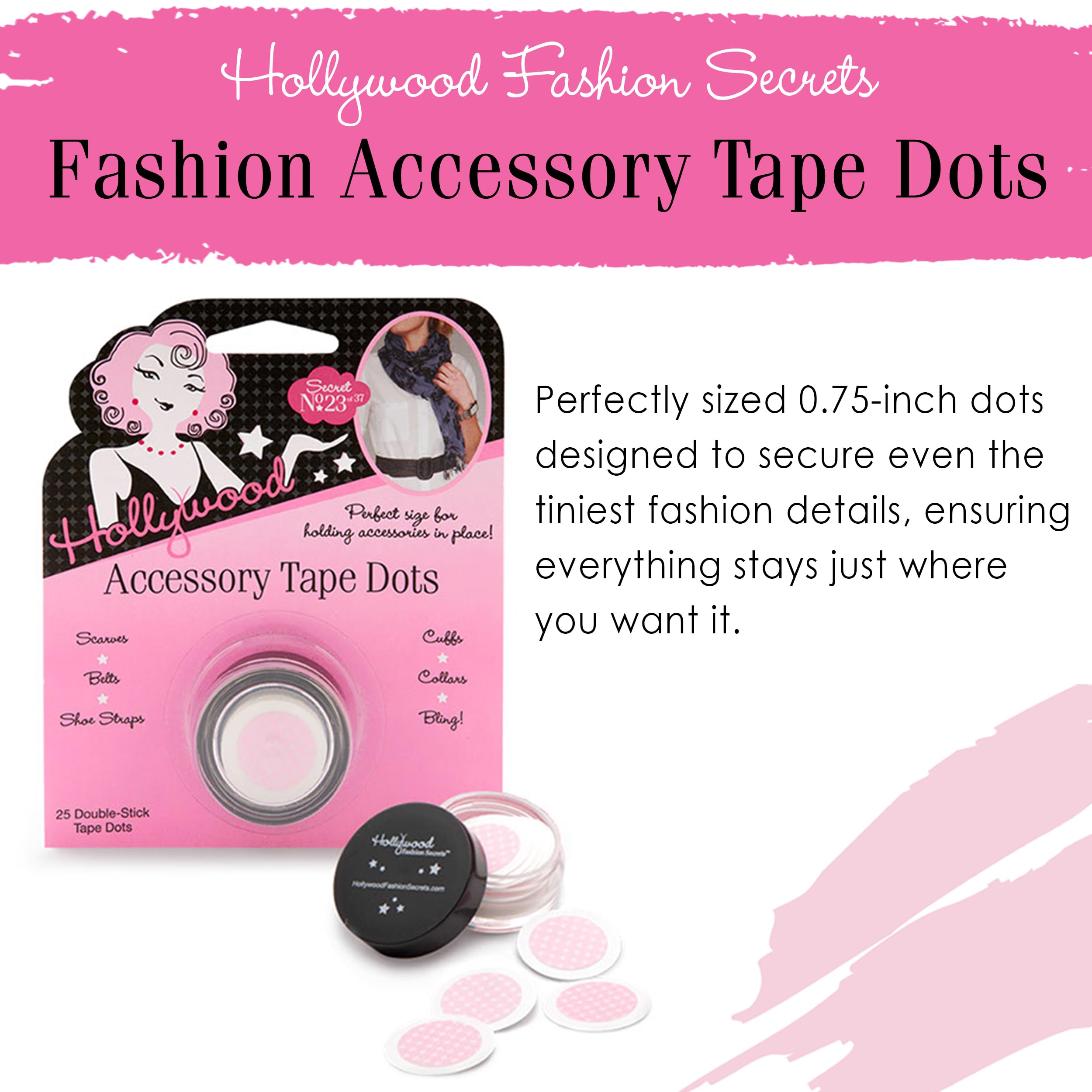 Hollywood Fashion Secrets Accessory Tape Dots, Hypoallergenic, Secure Hold, 25-Count