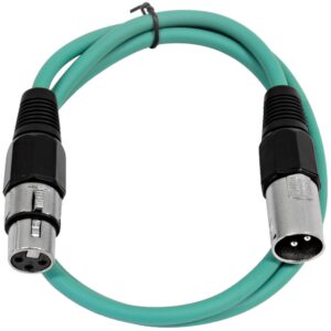 seismic audio - saxlx-3 - 3' green xlr male to xlr female patch cable - balanced - 3 foot patch cord