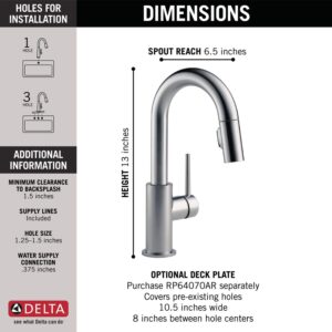 Delta Faucet Trinsic Bar Faucet Brushed Nickel, Bar Sink Faucet Single Hole, Wet Bar Faucets with Pull Down Sprayer, Prep Sink Faucet, Faucet for Bar Sink, Arctic Stainless 9959-AR-DST