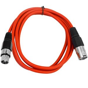 seismic audio - saxlx-6 - 6' red xlr male to xlr female patch cable - balanced - 6 foot patch cord