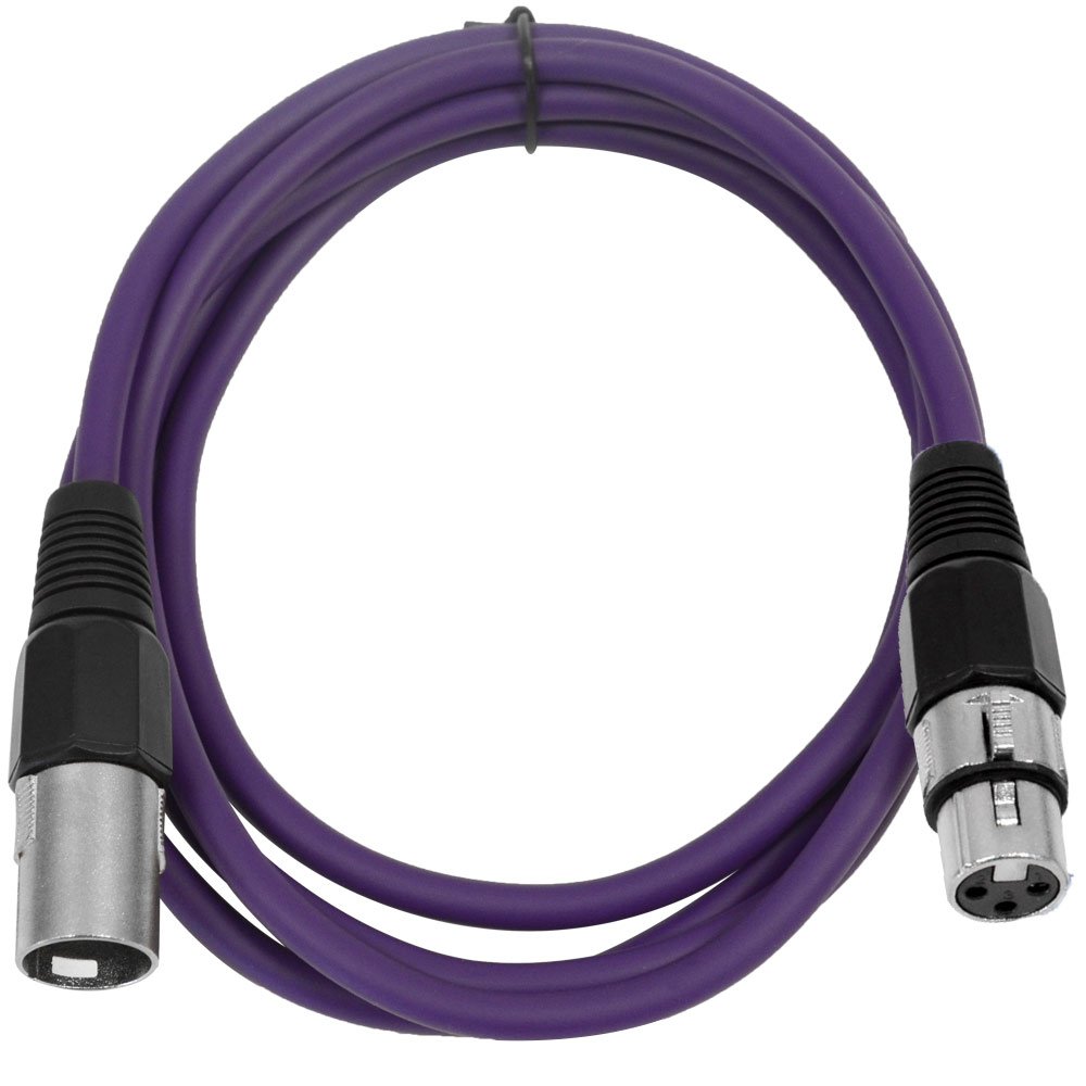 SEISMIC AUDIO - SAXLX-6 - 6' Purple XLR Male to XLR Female Patch Cable - Balanced - 6 Foot Patch Cord