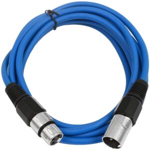 SEISMIC AUDIO - SAXLX-10 - 10' Blue XLR Male to XLR Female Patch Cable - Balanced - 10 Foot Patch Cord