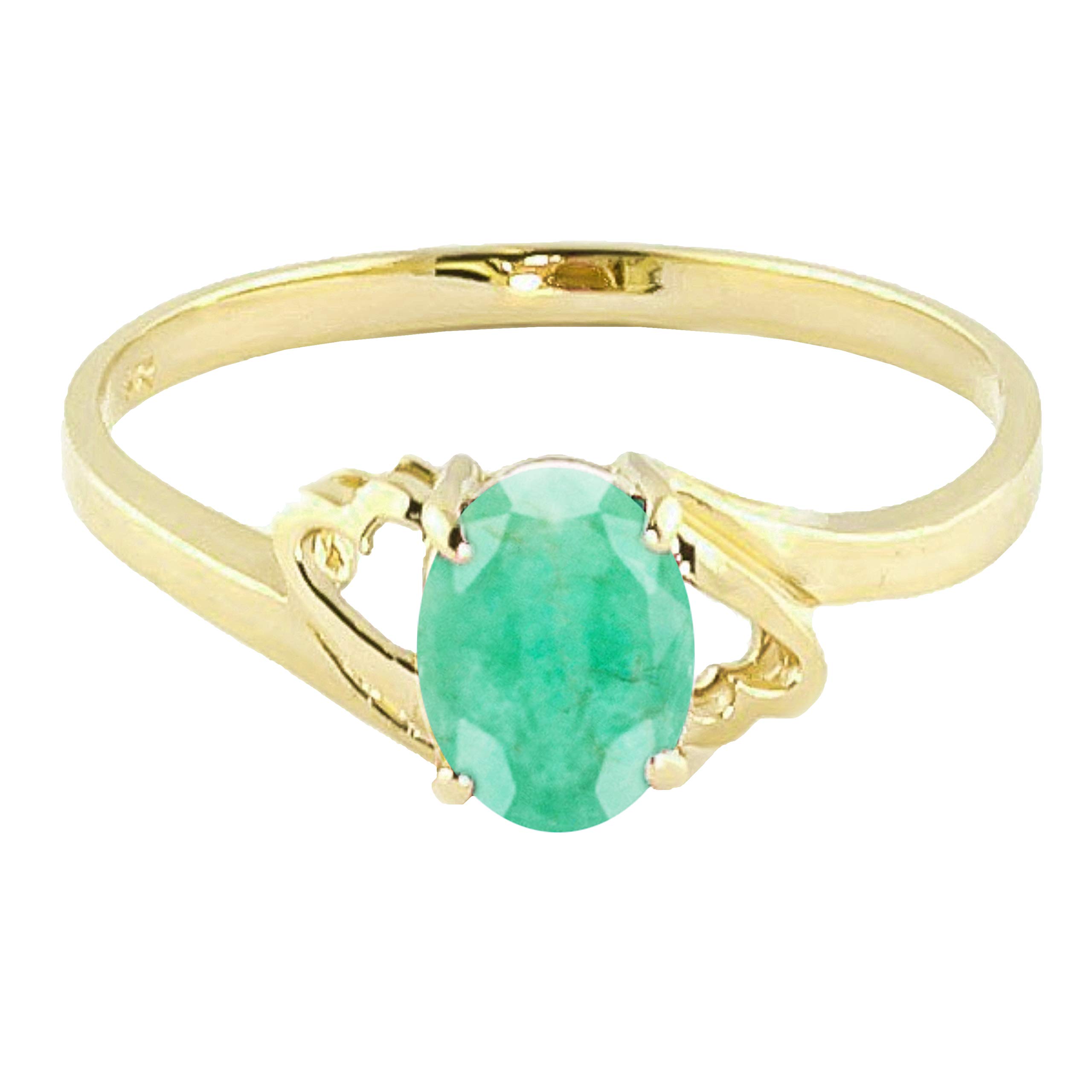 Galaxy Gold GG 14k Yellow Gold Natural Emerald Ring - Size 6